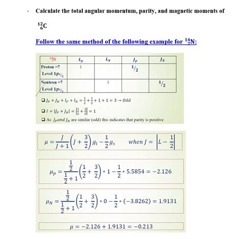 solved calculate the total angular momentum parity and