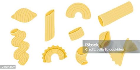 이탈리안 파스타 컬렉션 다양한 종류의 마카로니 손으로 그린 수탉 빗 코르크 마개 반지 껍질 Rigatoni 나비 배경에 고립 된 펜 윤곽선 벡터 스타일입니다