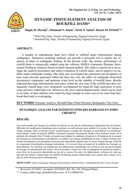 Pdf Dynamic Finite Element Analysis Of Rockfill Dams