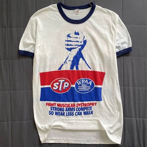 Vintage Vintage 1970s Wpaa Team Stp Arm Wrestling Striped Ringer Tee Grailed