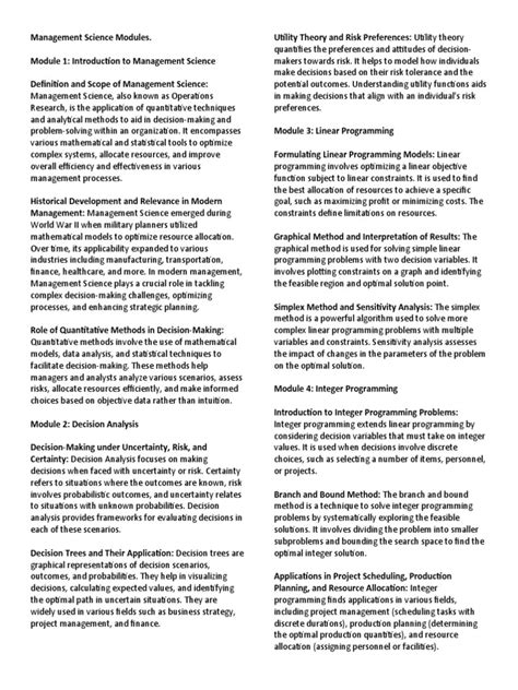 Management Science Modules Pdf
