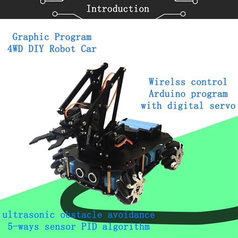 New PI Master Robot DIY Programmable Ultrasonic Avoidance With Omni Wheels Smart RC Robot Arm