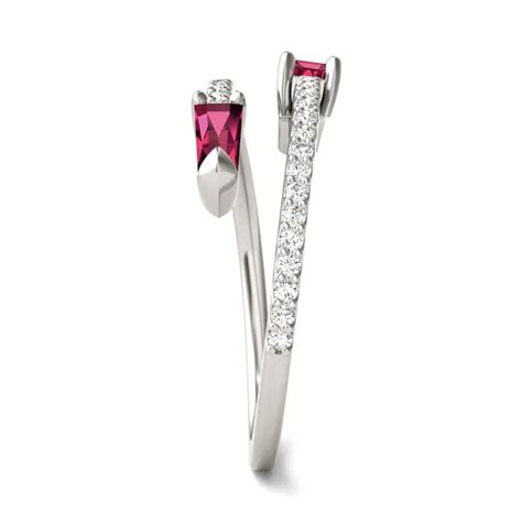 Ruby Tipped Baguette Open Wrap Ring