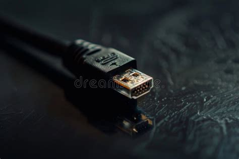 Close Up Of A Usb Cable Connector With Detailed Texture On A Reflective