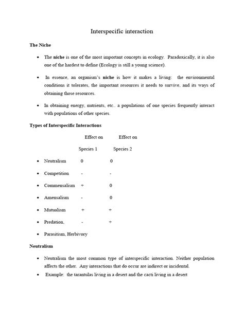 Interspecific Interaction Pdf Ecological Niche Parasitism