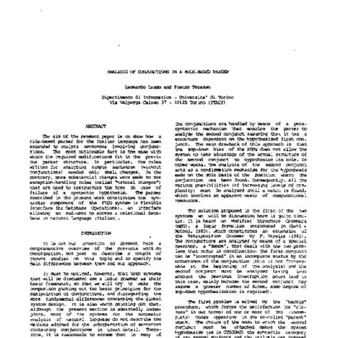 Analysis Of Conjunctions In A Rule Based Parser Acl Anthology