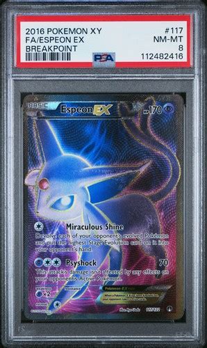 2016 Pokemon Xy Breakpoint Espeon Ex 117 Full Art Psa 8 Nm 112482416