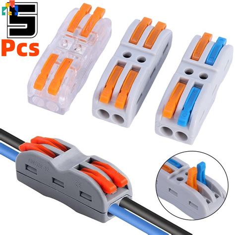 5pcs Wire Connectors Insulation Wiring Terminal Block Conductor Push In Mini Cable Splitter Led