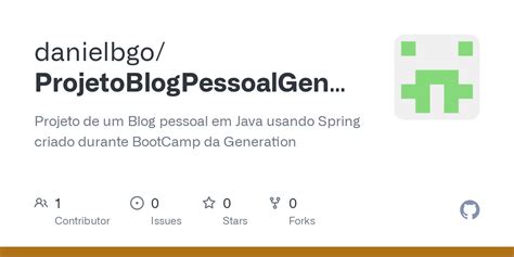 Github Danielbgo Projetoblogpessoalgeneration Projeto De Um Blog Pessoal Em Java Usando