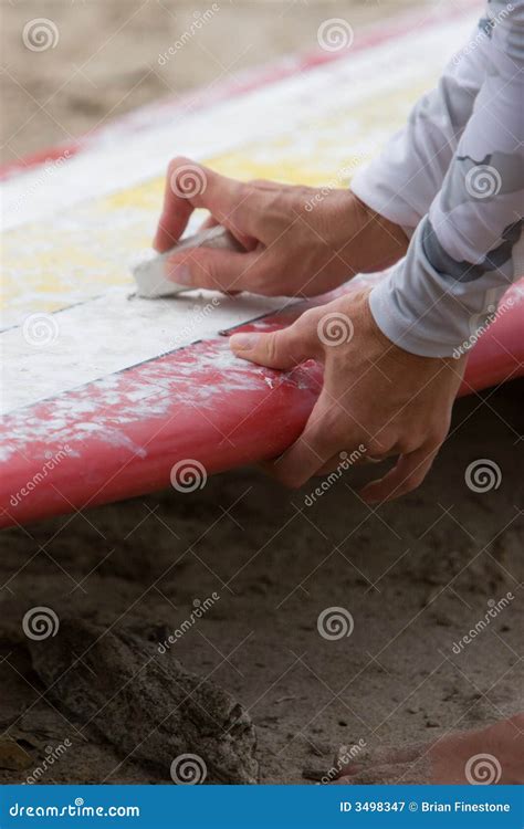Woman Waxing Surfboard Stock Image Image Of Ocean Lifestyle