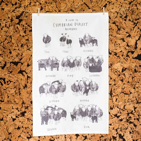 Cumbrian Dialect Numbers Tea Towel Becca Hall Illustration