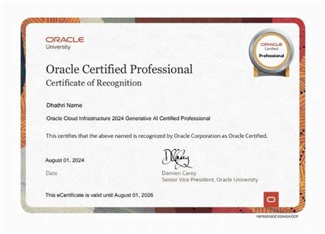 Dhathri Narne On Linkedin Oraclecertified Generativeai Cloudinfrastructure Aiprofessional