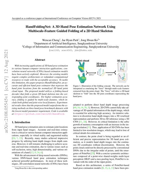 Handfoldingnet A 3d Hand Pose Estimation Network Using Multiscale Feature Guided Folding Of A