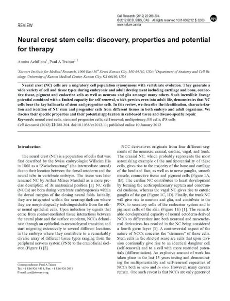 PDF Neural Crest Stem Cells Discovery Properties And Histologia Ugr Es Descargas CDCN