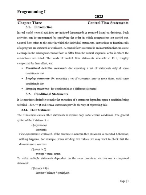 Chapter 3 Flow Control Statements Pdf Control Flow Computer