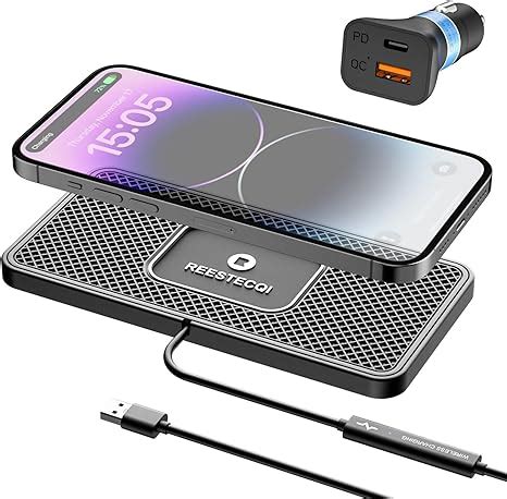 Amazon Com Wireless Car Charger Pad REESTECQI 15W Wireless Charging Pad For Car Non Slip Phone