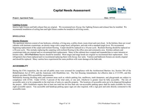Capital Needs Assessment Example Pdf