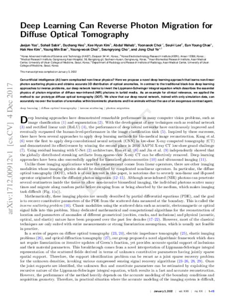 Pdf Deep Learning Can Reverse Photon Migration For Diffuse Optical