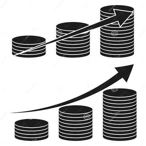 Financial Growth Icons Stacked Coins With Arrows Economic Progress