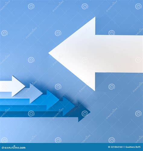 Big White Arrow Going Opposite Direction From Group Blue Stock Illustration Illustration Of