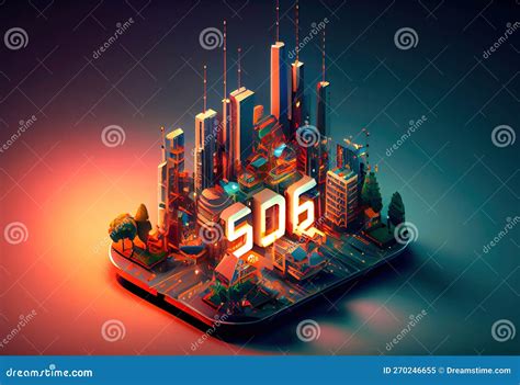 Smart City And Fast 5g Communication Network Isometric 3d Representation Concept Made With