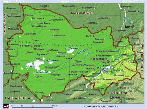 Карта Новосибирской области Подробная карта Новосибирской области по районам