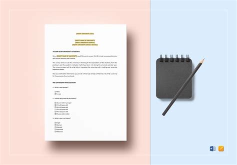 Student Questionnaire Template In Word Apple Pages