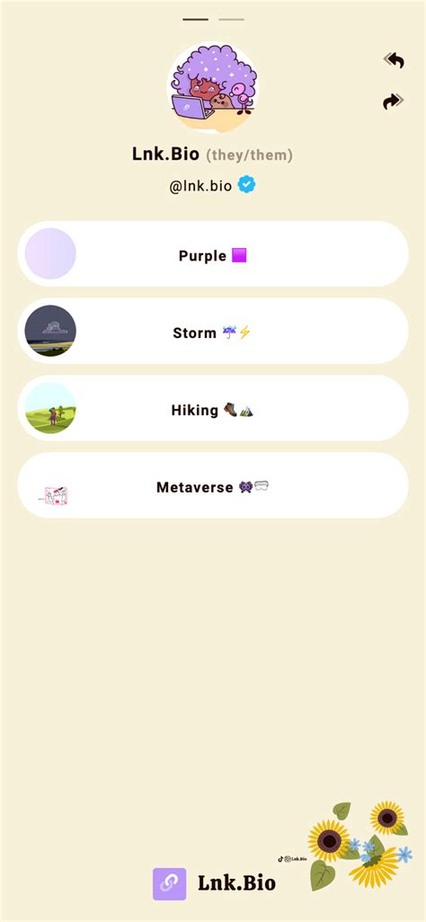 Sunflowers 🌻🍃 Linkinbio Template For Lnk Bio Pages