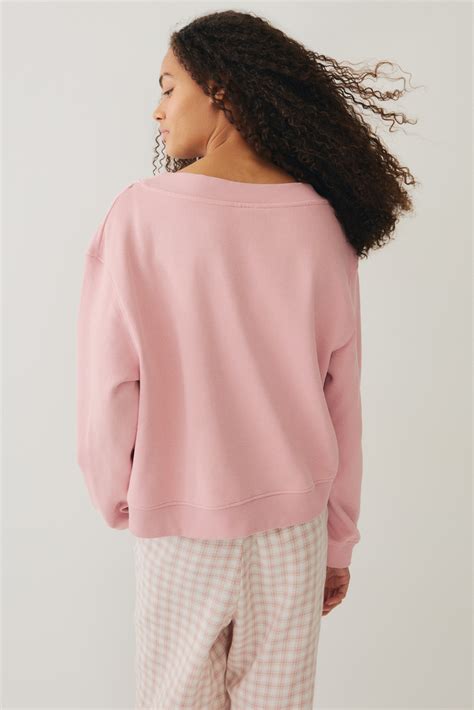 Womens Dusty Pink V Neck Sweatshirt Handm Ie