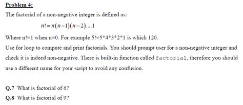 Solved Problem 4 The Factorial Of A Non Negative Integer Is