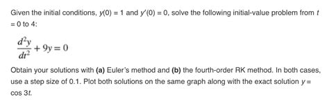 Solved Given The Initial Conditions Yo 1 And Y0 0 Solve