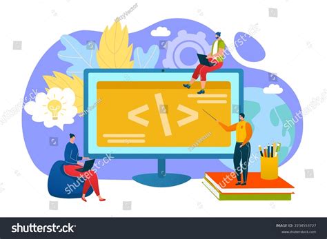Programming Education Coding Scrum Team Concept เวกเตอร์สต็อก ปลอดค่า