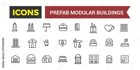 Prefab Modular Buildings Icons Set Set Of Prefabricated Shipping Container Homes Modular