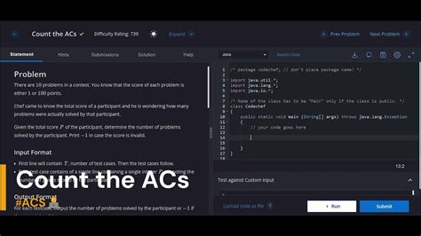 Codechef Count The Acs Solution Starters102 Coding Codechefsolution Acs Java Youtube