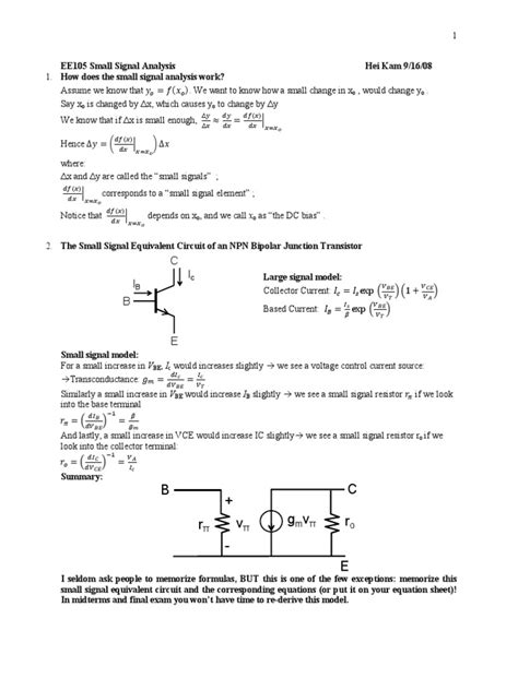Small Signal Analysis Pdf Bipolar Junction Transistor Electrical