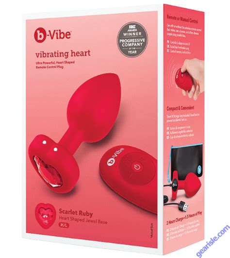 B Vibe Vibrating Heart Shape Jewel Plug Red Ml Silicone