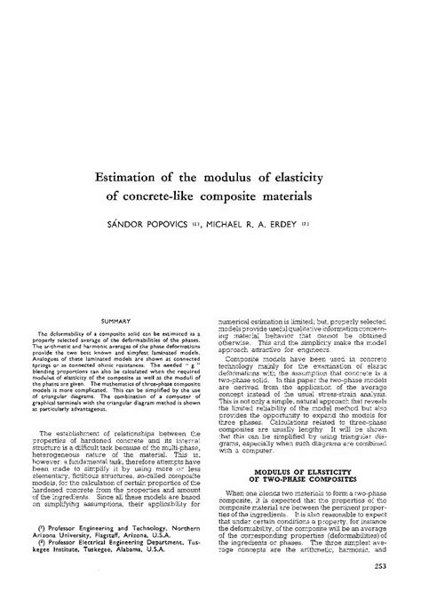 Pdf Estimation Of The Modulus Of Elasticity Of Concrete Like
