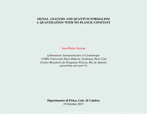 Pdf Signal Analysis And Quantum Formalism A Quantization With No Planck Constant