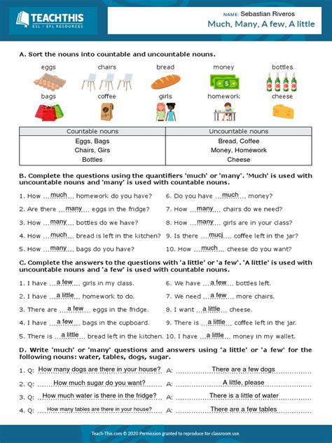 Countable And Uncountable Homework Pdf Syntactic Relationships