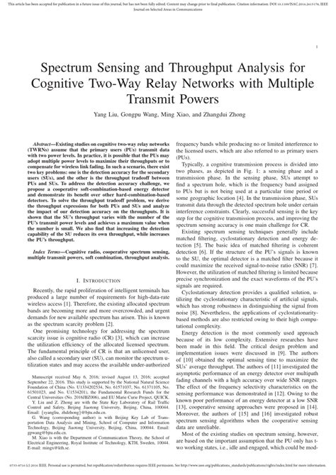 pdf spectrum sensing and throughput analysis for cognitive two way