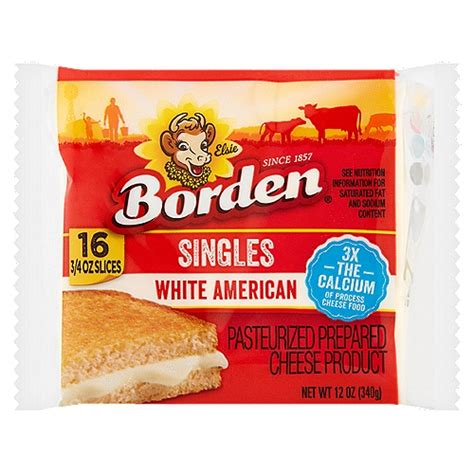 Borden White American Singles Cheese 3 4 Oz 16 Count The Fresh Grocer