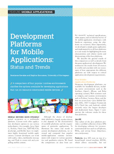 Development Platforms For Mobile Applications Status And Trends