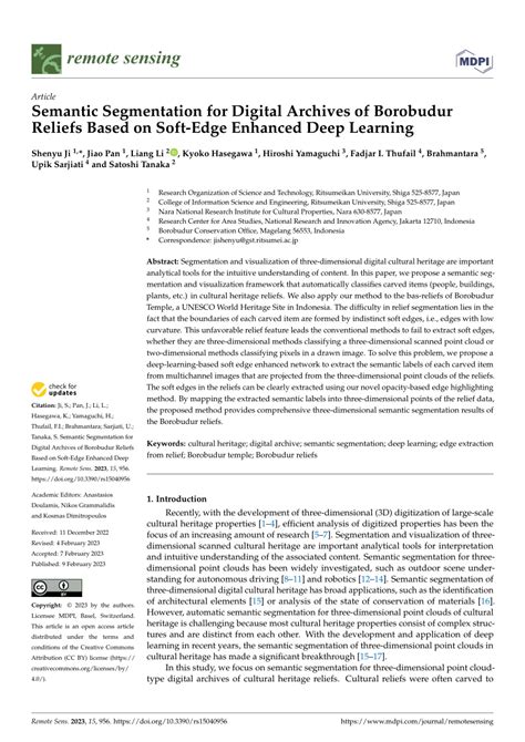 PDF Semantic Segmentation For Digital Archives Of Borobudur Reliefs Based On Soft Edge