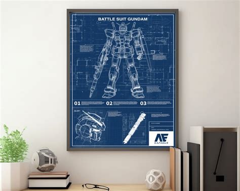 Mobile Suit Gundam Rx 78 2 Blueprint Detailed Anime Robot Schematic