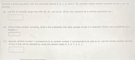 solved consider afinite population with five elements