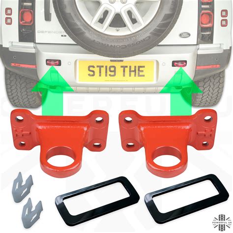 Tow Loop Upgrade Kit Red Loops Black Inserts For Land Rover Defend Trade4x4 Tow Loop Upgrade Kit Red Loops Black Inserts For Land Rover Defend Trade4x4