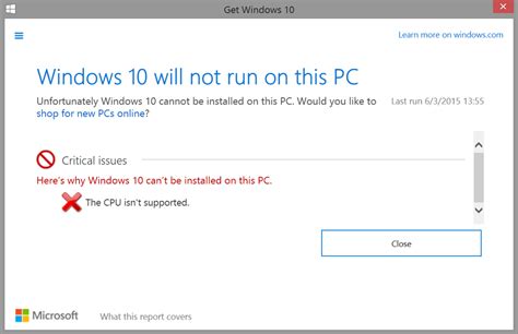 Windows Will Not Run On This PC The CPU Isn T Supported Microsoft Community