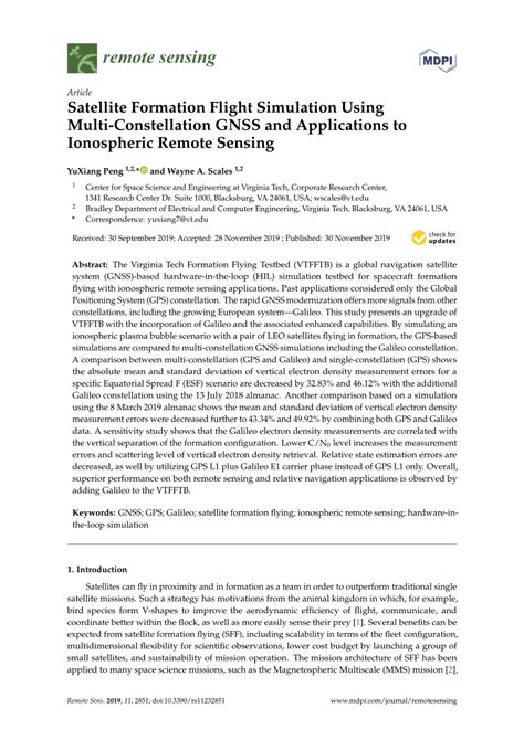 Pdf Satellite Formation Flight Simulation Using Multi Constellation Gnss And Applications To