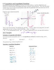 Week Notes Logarithms And Logarithmic Functions And Modeling Exp And