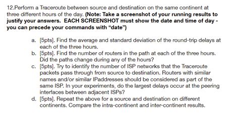Solved 12perform A Traceroute Between Source And